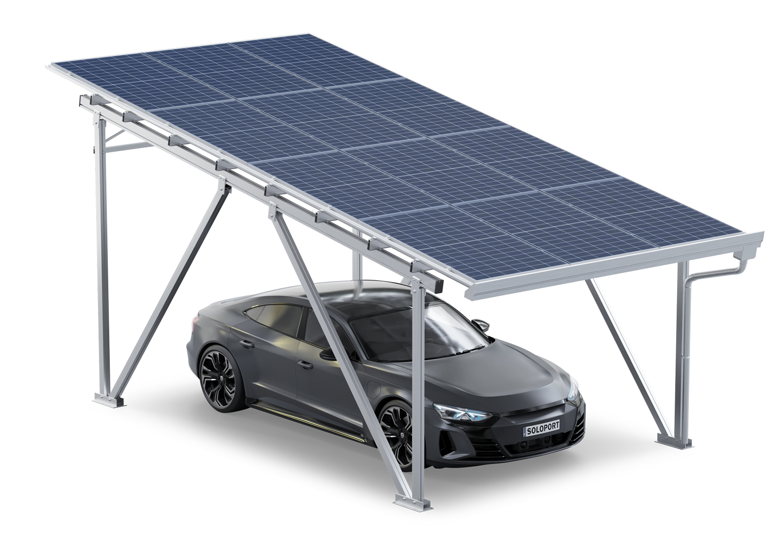 Estrutura de garagem solar SPG5 incl. 12 módulos solares e calha de ...